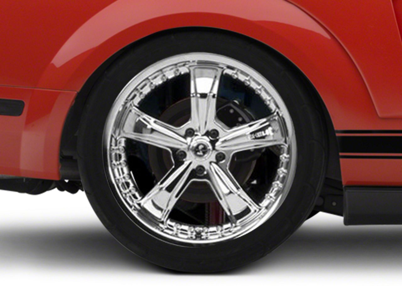 Shelby Mustang Razor Chrome Wheel; Rear Only; 20x10 SB698S2167 (05-09 ...