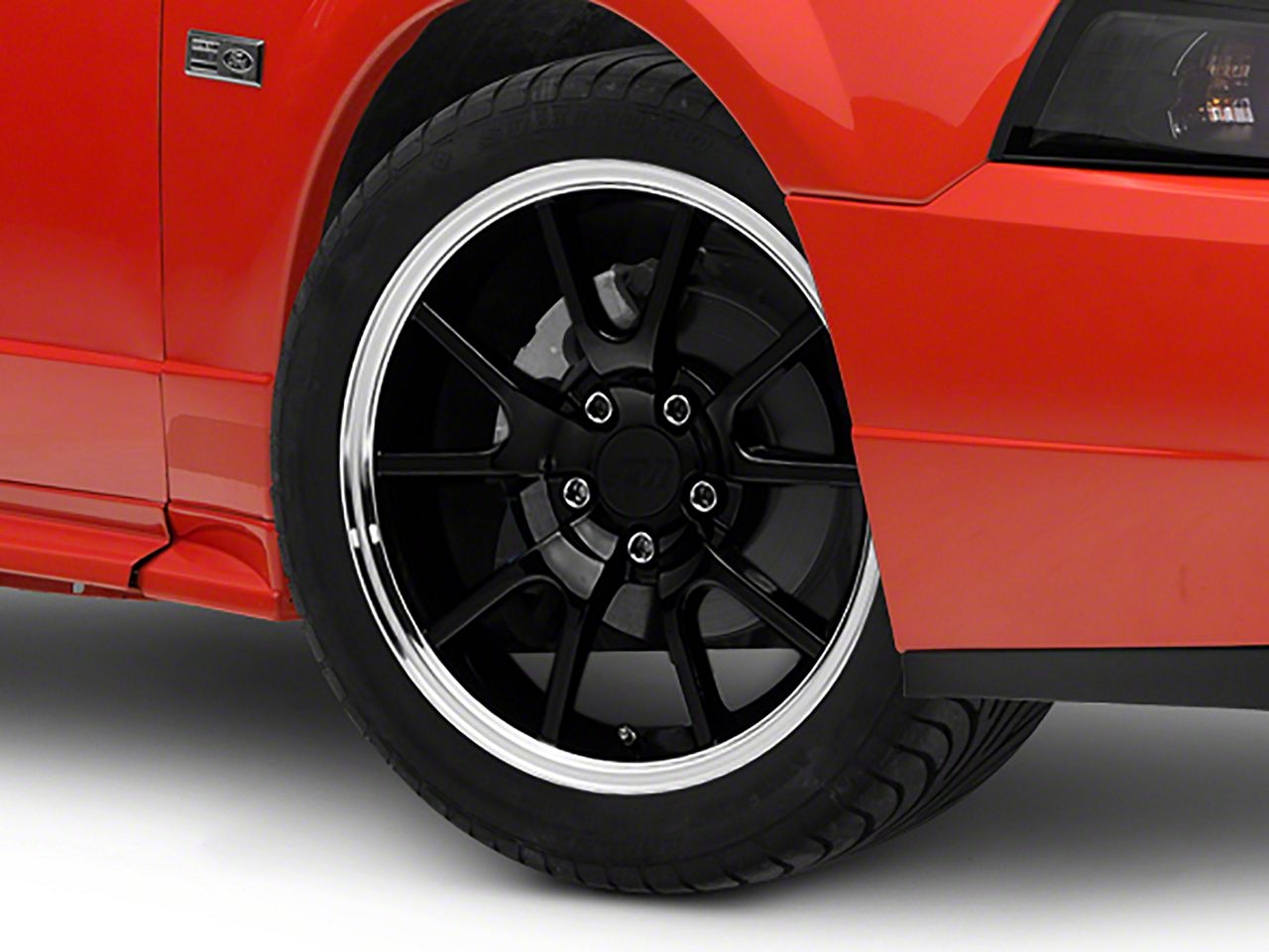 Mustang FR500 Style Gloss Black Machined Wheel; 17x9 (99-04 Mustang ...