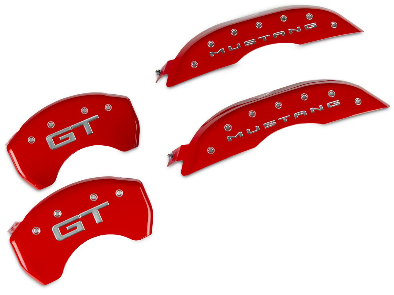 MGP Mustang Red Caliper Covers with GT Logo; Front and Rear 10200S2MGRD (15-23 Mustang Standard ...