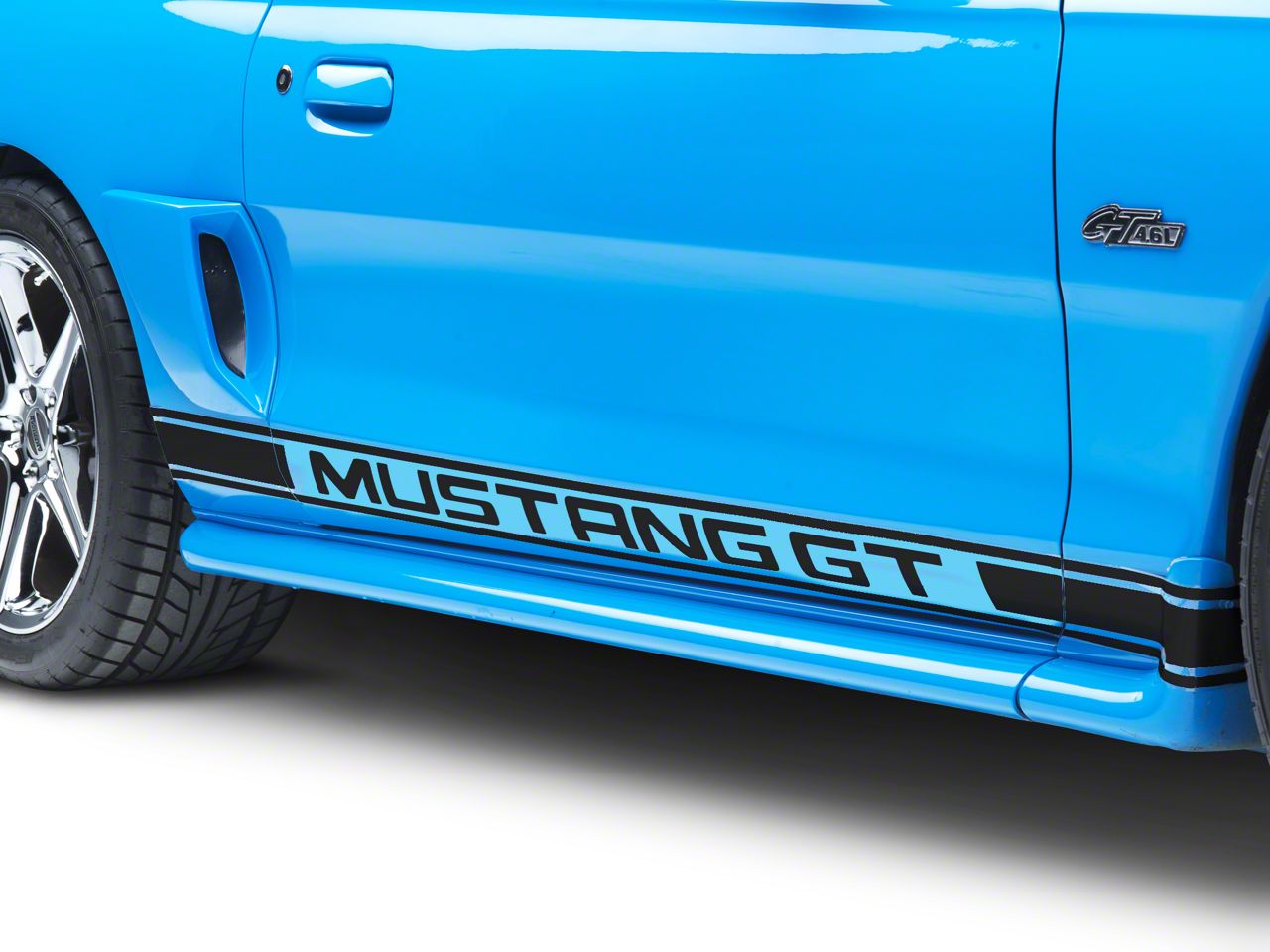 Mustang Rocker Stripes with Mustang GT Lettering; Black (94-04 Mustang ...