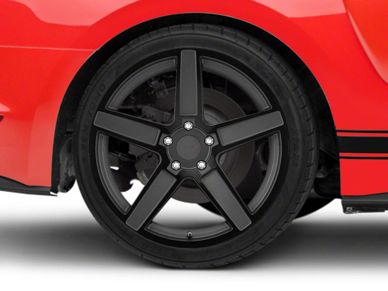 TSW Mustang Ascent Matte Gunmetal with Gloss Black Face Wheel; Rear ...