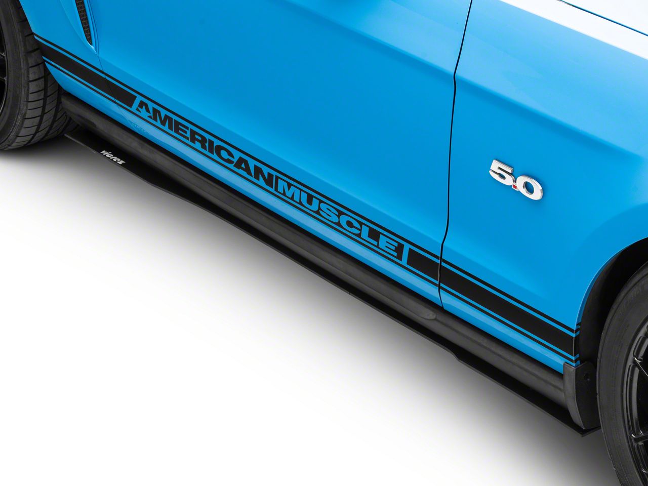 Mustang V1R Style Side Skirt Splitters; Textured Black (05-14 Mustang ...