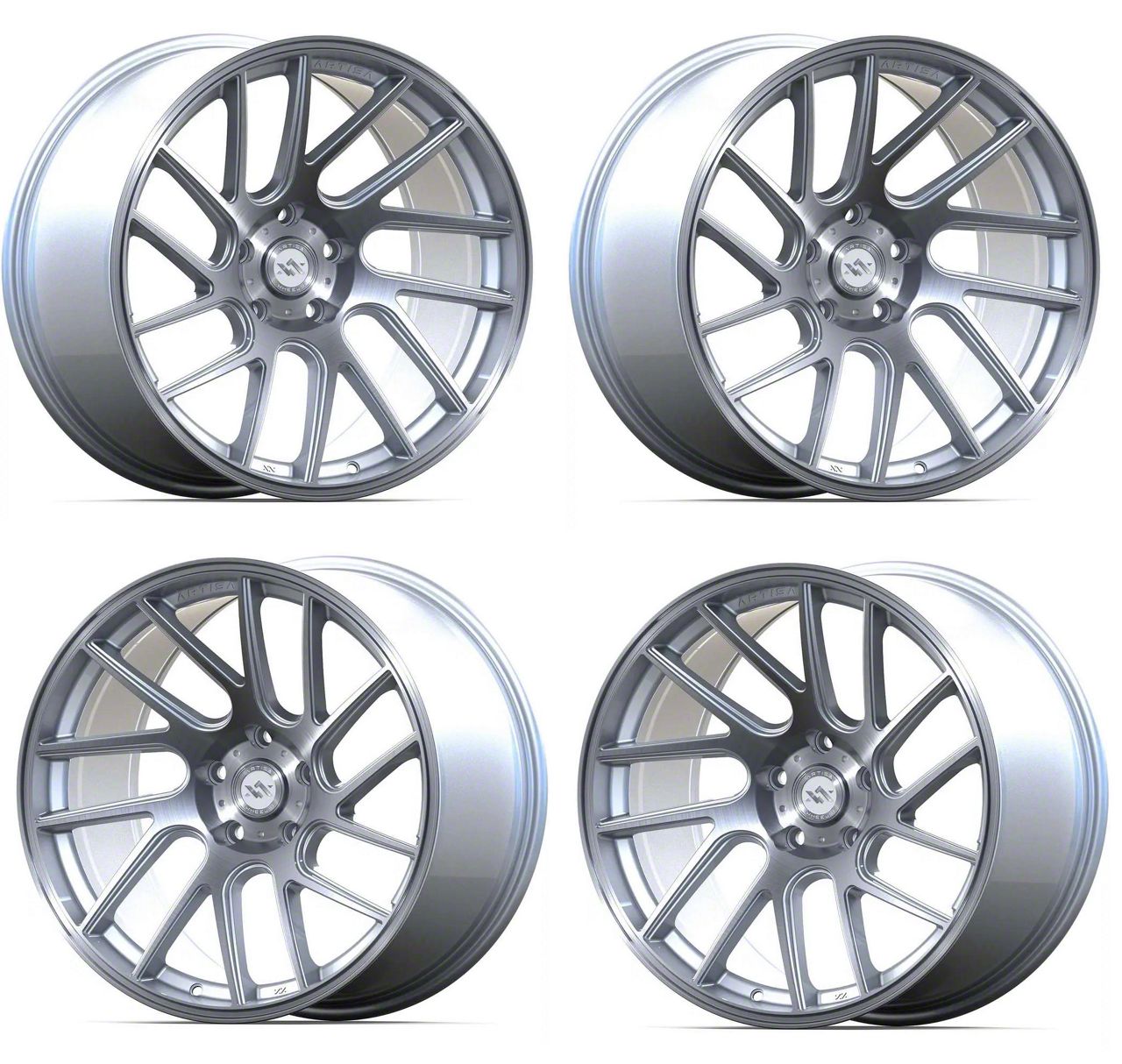 Anovia Wheels Mustang Staggered Elder Brushed Silver 4-Wheel Kit; 18x9 ...