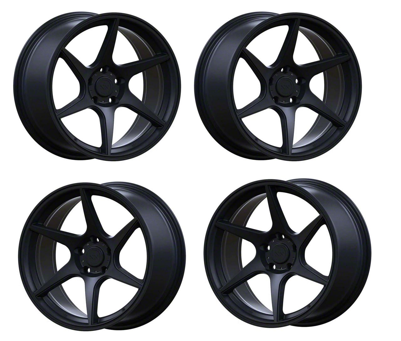 Anovia Wheels Mustang Staggered Titan Raven Satin Black 4-Wheel Kit ...
