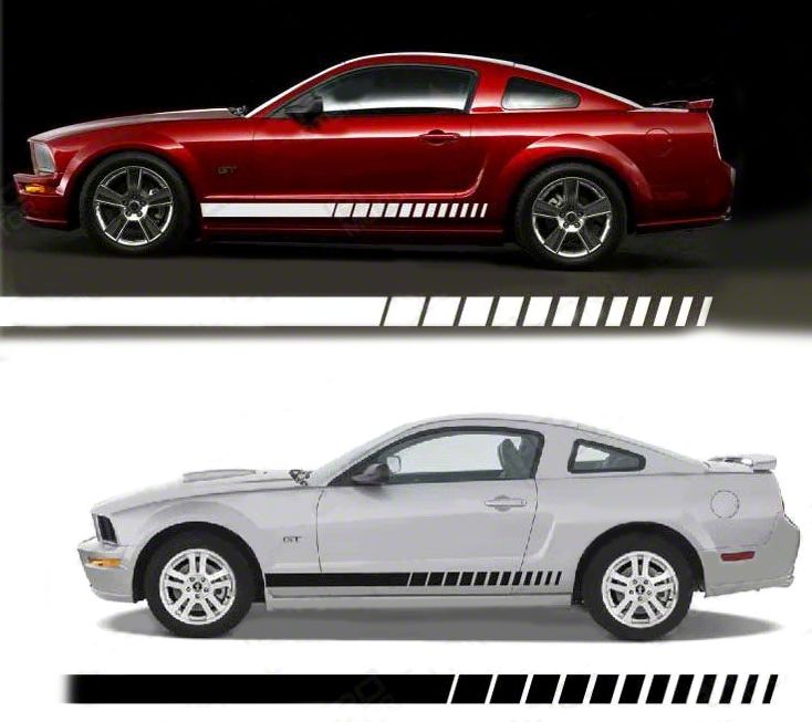 Mustang Side Rocker Panel Strobe Stripes; Gloss Black (99-04 Mustang ...