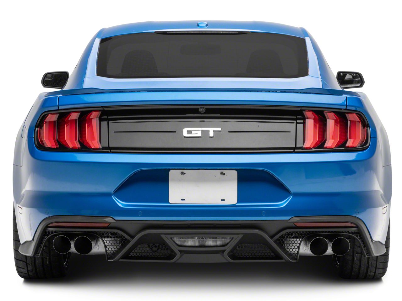 Mustang GT500 Style Rear Bumper Quad Tip Diffuser; Matte Black (18-23 ...