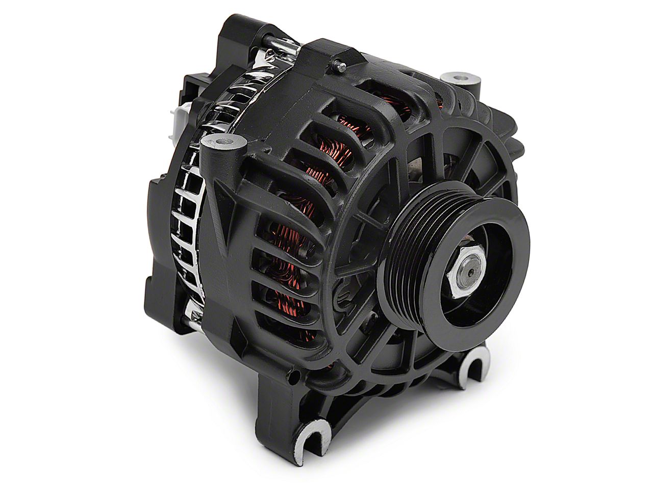 PA Performance Mustang Alternator; 130 Amp; Flat Black 2158WFLBLK (05 ...