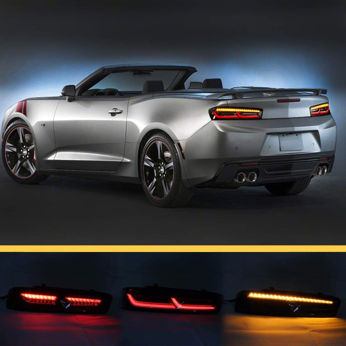 Camaro Sequential LED Tail Lights; Chrome Housing; Red Clear Lens (16 ...