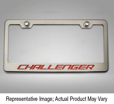 Challenger License Plate Frame with CHALLENGER Lettering; Green Carbon ...