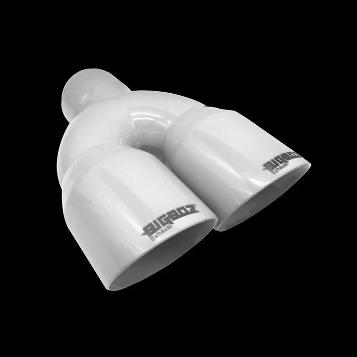 Bigboz Exhaust Challenger 4-Inch Quad Bolt-On Exhaust Tips; Gloss White ...