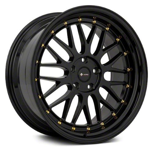Vors Challenger VR8 All Black Gold Rivet Wheel; 18x8 VR08188051435GB ...