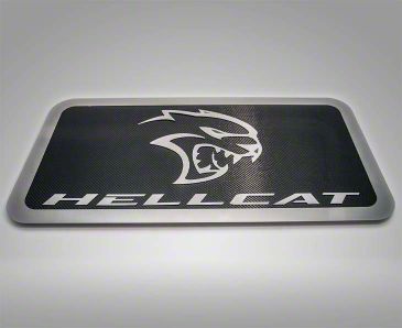 Challenger Car Show Display Plate with Hellcat Logo; Black Carbon Fiber ...