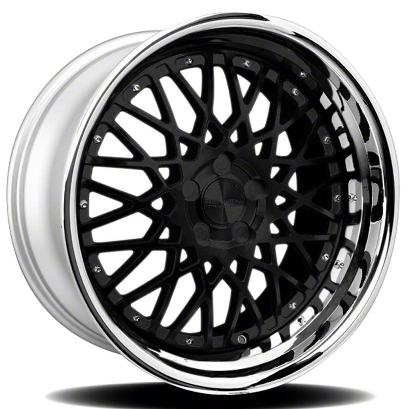 Rennen Challenger CSL-5 Gloss Black with Chrome Step Lip Wheel; 20x8.5 ...
