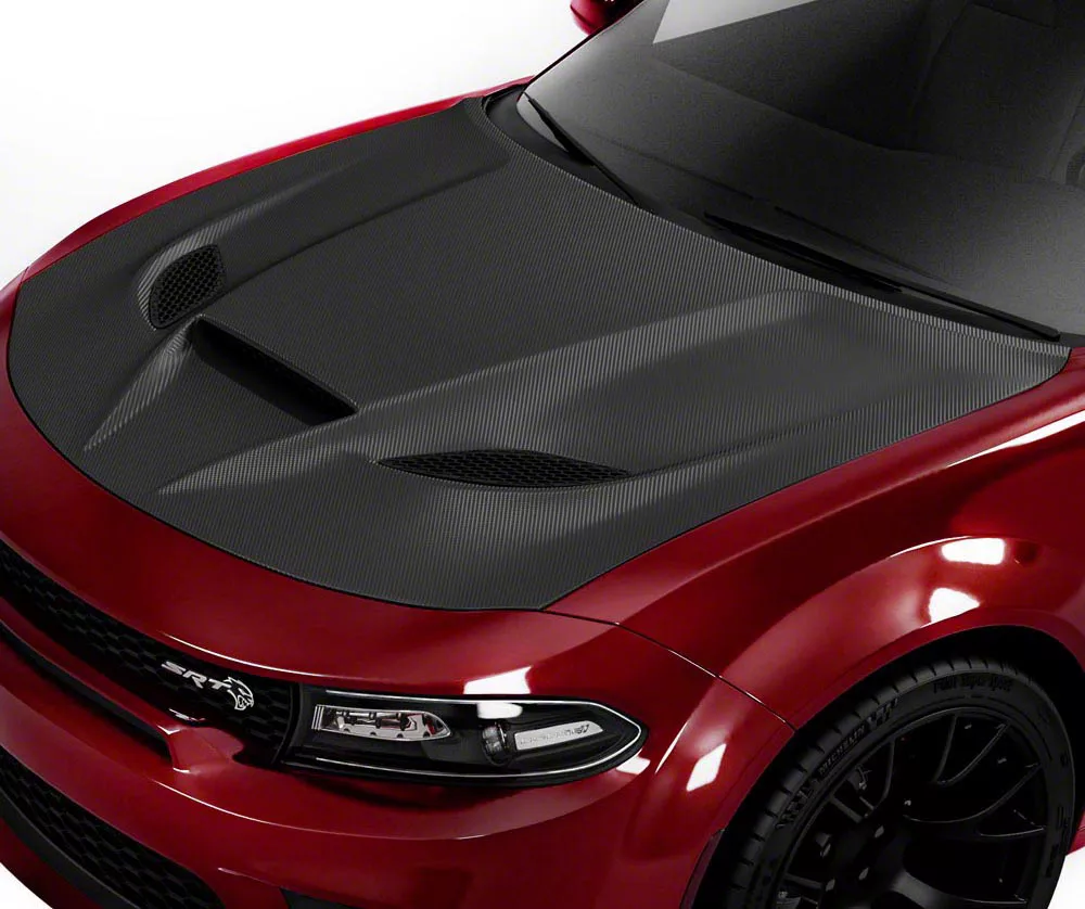 Charger Hood Wrap Vinyl; Gloss Black (11-23 Charger) - Free Shipping