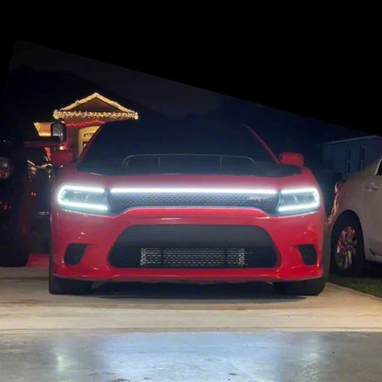 Sick Diesel Charger LED Grille Lights with Smoked Lens; Silver Frame ...