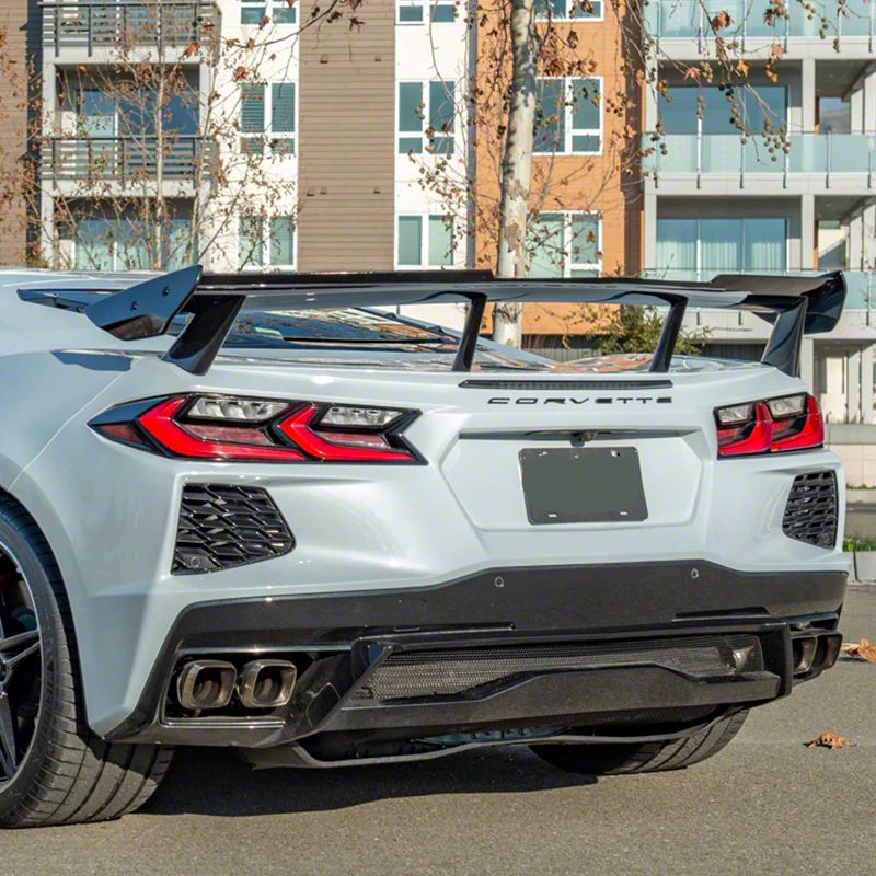 Corvette Extended Style High Wing Spoiler; Hydro-Dipped Carbon Fiber ...
