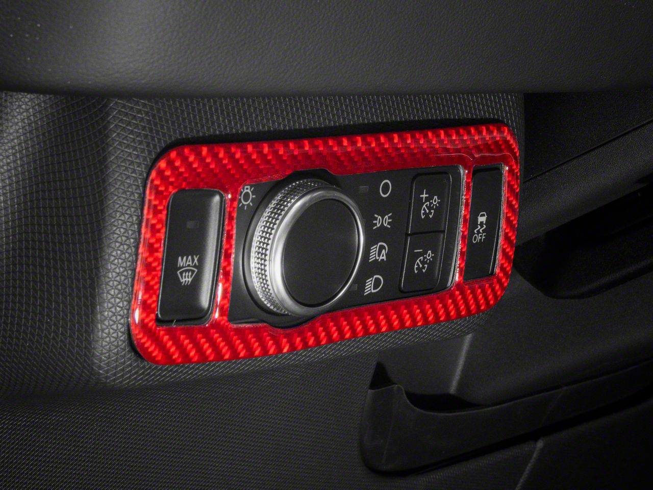 SpeedForm Mach-E Headlight Switch Trim; Red Carbon Fiber ME5380 (21-23 ...
